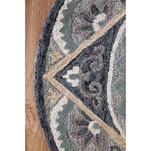 Lr Home Ox Bay Constance Multi Traditional Medallion Organic Wool Indoor Hearth Area Rug