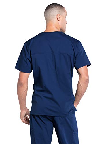 Cherokee Scrubs for Men V-Neck Top, Workwear Professionals Soft Stretch WW675, L, Navy