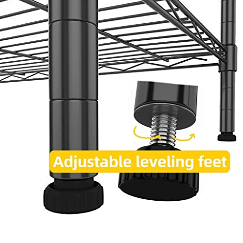 Himimi 6-Tier Wire Shelving Unit, Free Standing Shelf, Metal Storage Shelves, Heavy Duty Organizer Rack for Garage, Kitchen, Living Room, Bathroom, 21.26L x 11.42W x 62.99H, Black