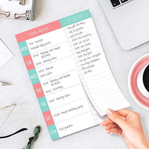 Daily Planner by Sweetzer & Orange - Undated 2023 Planner Plus to Do List – Teal/Orange Magnetic Weekly Planner and Day Planner Notepad - Organizer Planners for College Student, Office or Home