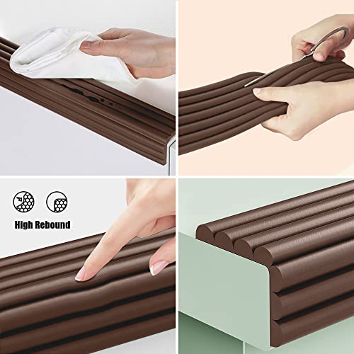 CUTE CUTE JUMP Baby Proofing Edge Guards 12.5ft Edge Protectors for Baby, Extra-Wide Baby Proof Corners and Edges, 3M Glue Pre-Taped, for Table, Desk(Coffee Brown)