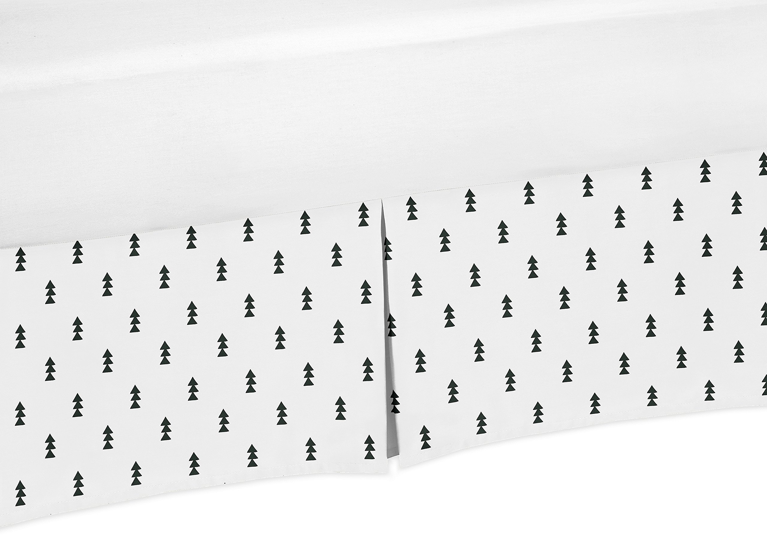 Black and White Triangle Tree Baby Boy Pleated Crib Bed Skirt Dust Ruffle for Bear Mountain Watercolor Collection by Sweet Jojo Designs