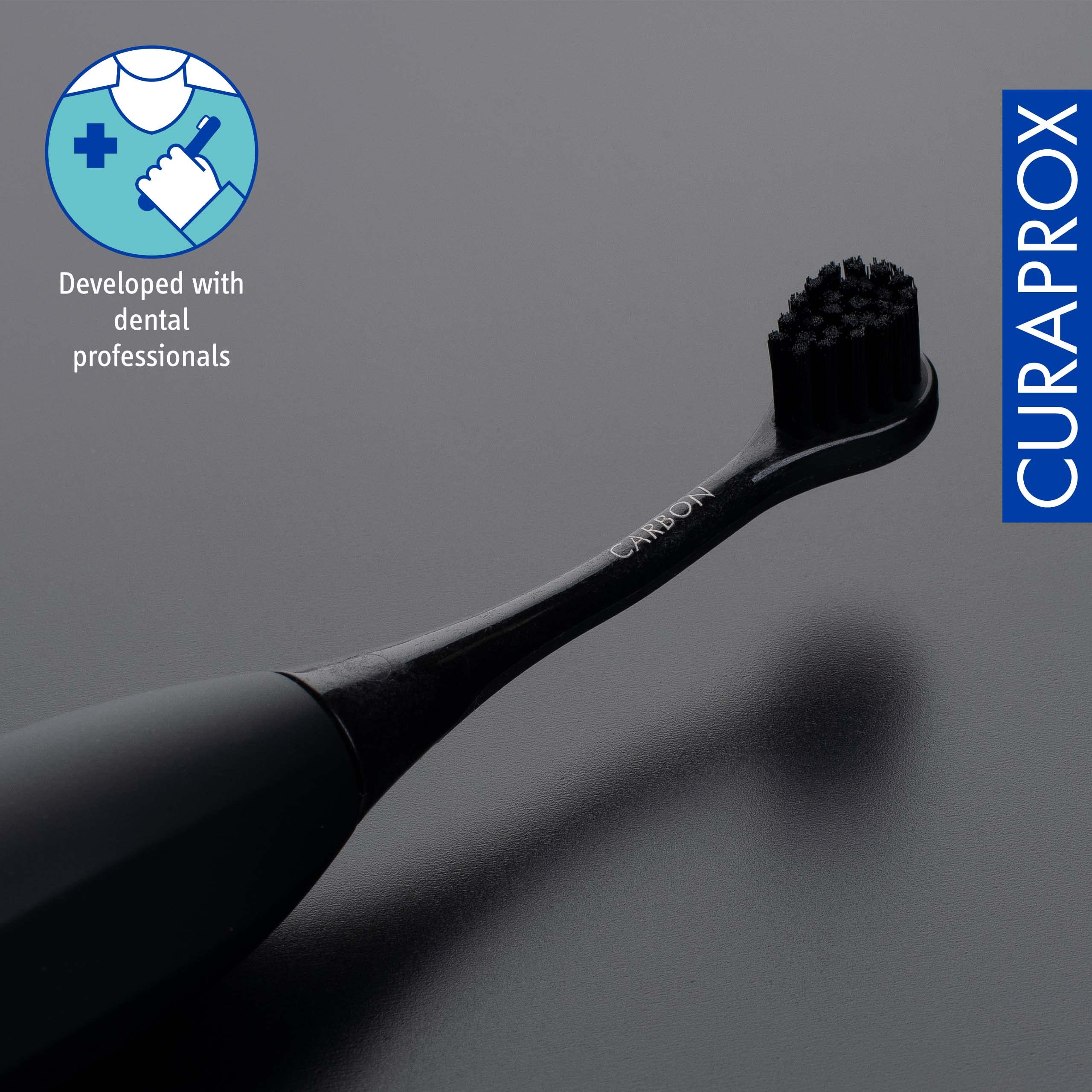 Curaprox Hydrosonic Black is White Activated Charcoal Electric Toothbrush Replacement Heads (2 Pack)