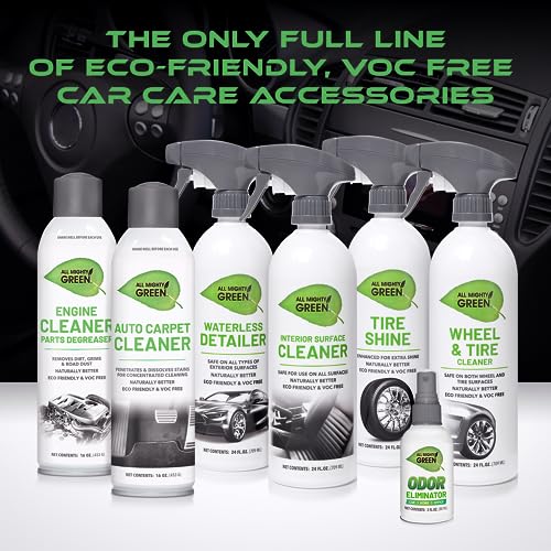 All Mighty Green Eco-Friendly Car Interior Surface Cleaner with Acid Free Formula, Vehicle Interior Surface Cleaning Spray w/UV Protection for Leather, Vinyl, Plastic, Glass and More, 24 Oz - 2 Pack