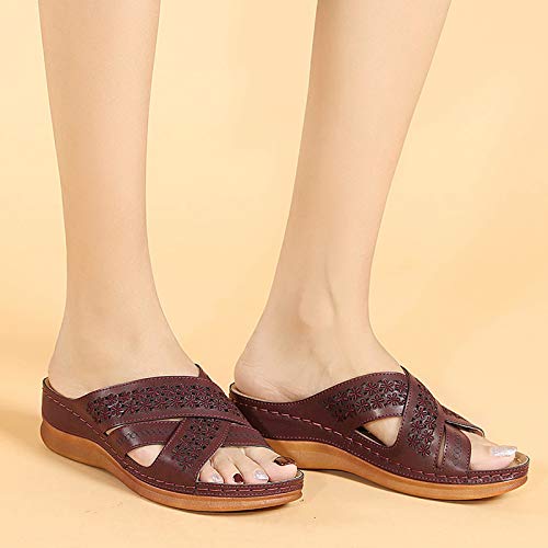 Women's Sandals Outdoor Slippers Anti Slip Beach Casual Open Toe Sandals Vintage Anti-Slip Breathable Light Soft Platform