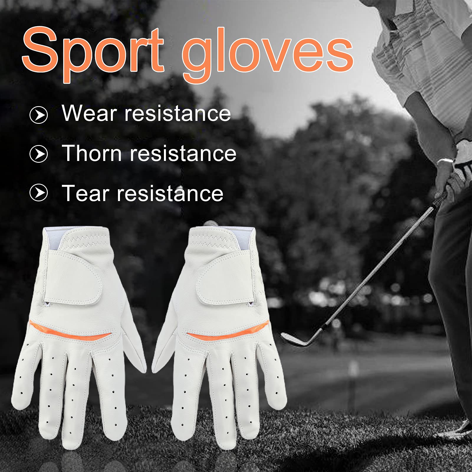 2Pcs/Set Golf Gloves Breathable Comfortable Left Right Hand Elastic Soft Touch Screen Anti-Skid Sports Glove for Men Fit Size L Large XL Right hand(XL)