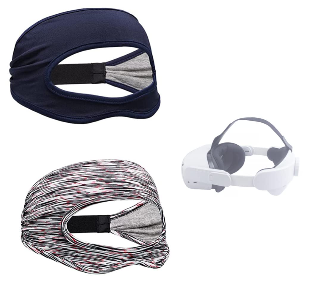 2PCS VR Headset Band Breathable Anti Sweat Adjustable Band Virtual Reality Headsets for Quest 2 Quest 1 (Blue/Grey)
