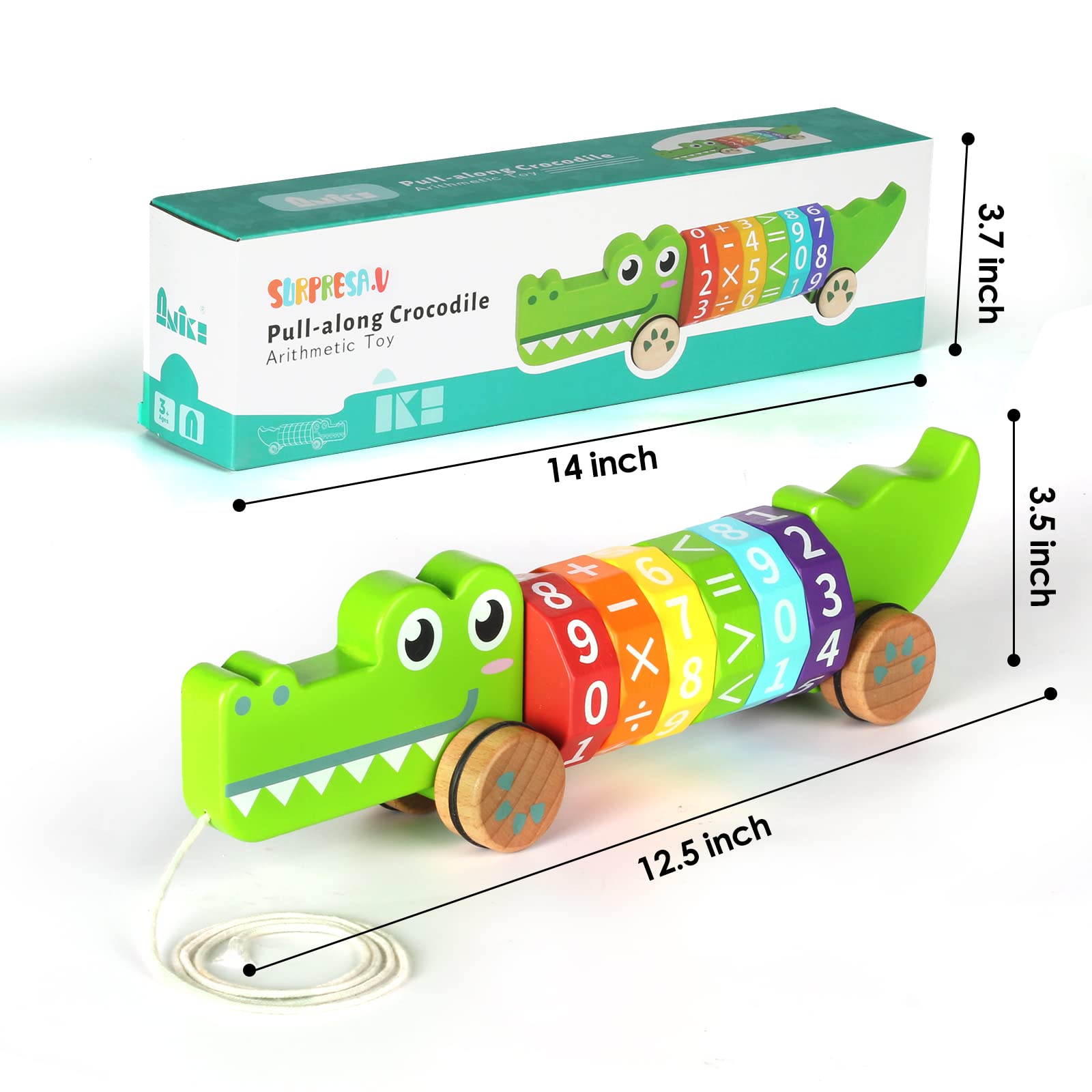 Alligator Pull Toys|Montessori Wooden Toys|Abacus for Toddlers 1-3|Preschool Educational Toys