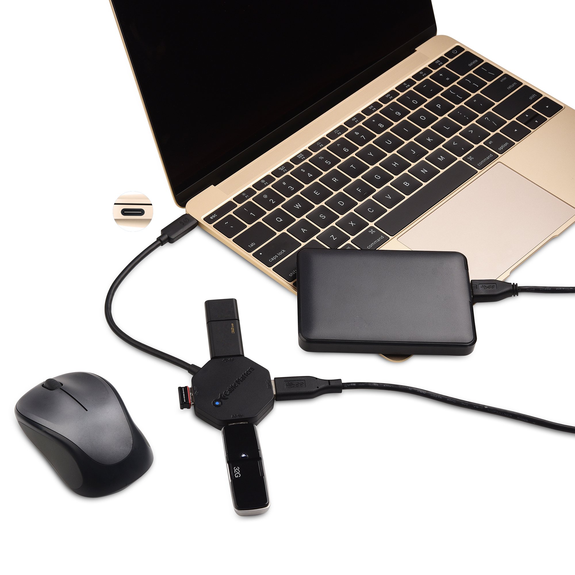 Cable Matters Ultra Mini 4 Port USB C Hub (USB-C Hub, USB 3.1 Hub, USB Type C Hub) - Thunderbolt 4 / USB4 / Thunderbolt 3 Port Compatible