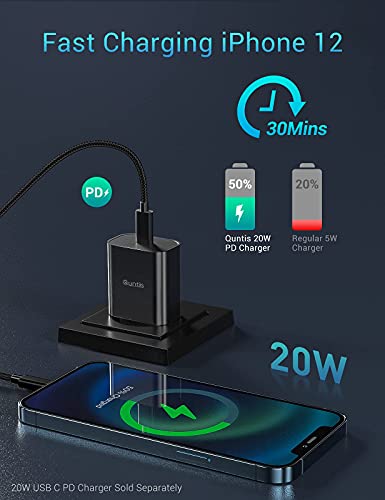 Quntis USB C to Lightning Cable [MFi Certified], 3Pack Nylon iPhone Charger Cord USB C 3/6/10 ft, Braided iPhone Charging Cable USB C Compatible with iPhone 14 Pro Max 13 12 11 X 8 iPad - Black