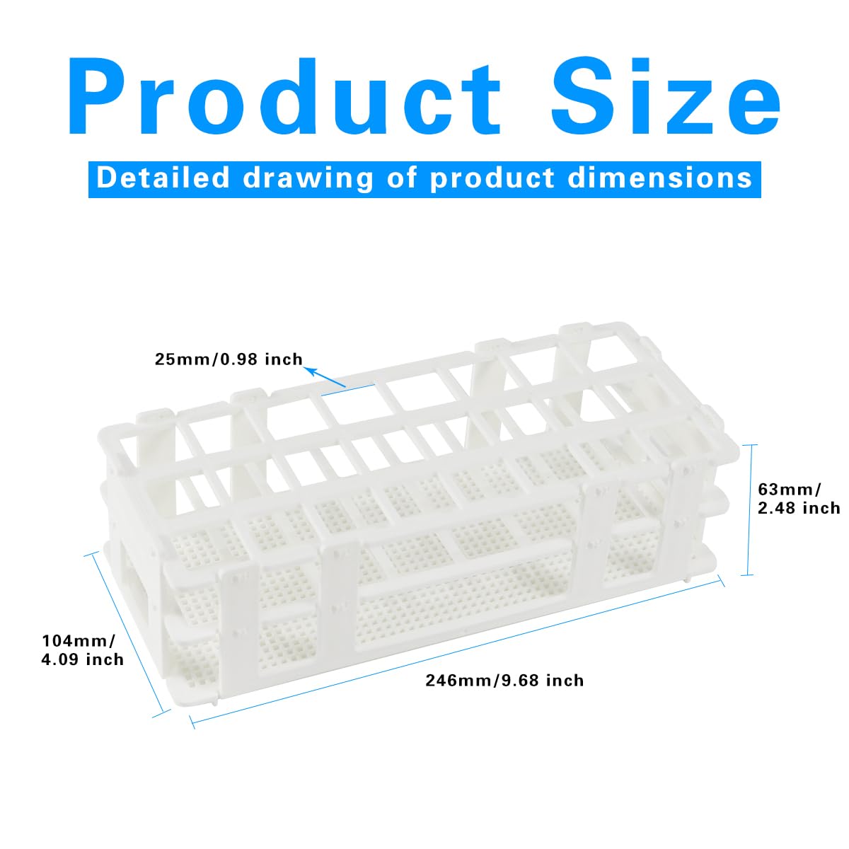 BIPEE Plastic Test Tube Rack, 21 Holes,Test Tube Holder for 50ml Test Tubes, White Vial Holder, Detachable Test Tube Holder Rack (1pcs,21 Holes)