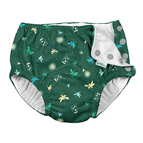 i Play Boys Reusable Absorbent Baby Swim Diapers Dark Green Fireflies 12 Months