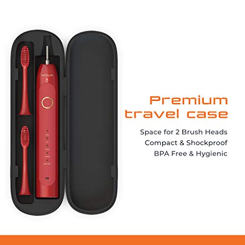 Wolk T6421 Ultra Whitening Toothbrush with Pressure Sensor & 5 Brushing Modes, 8 Dupont Brush Heads, Premium Travel Case, Rechargeable.