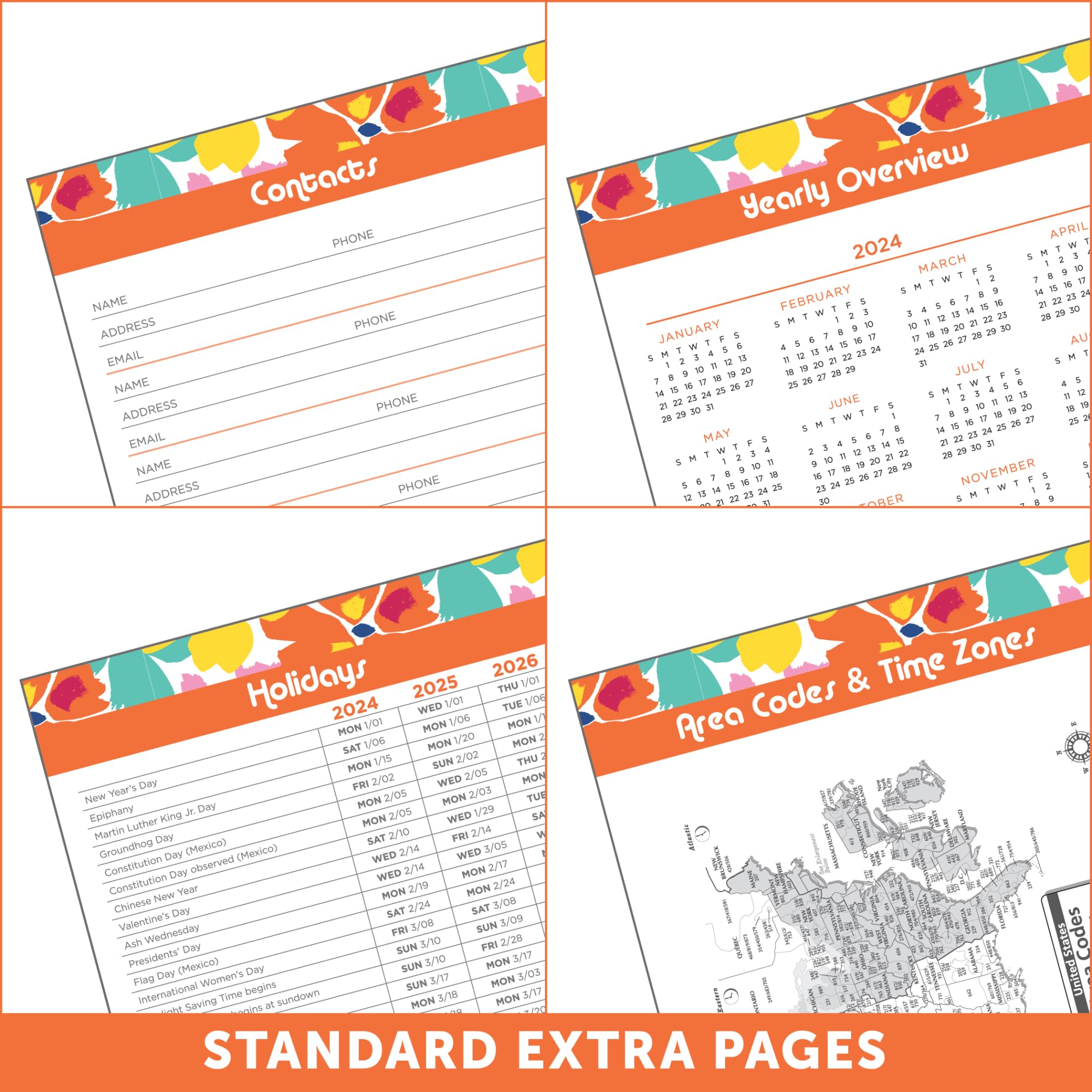 2024 Office Depot® Brand Weekly/Monthly Planner, 5" x 8", Bright Floral, January to December 2024