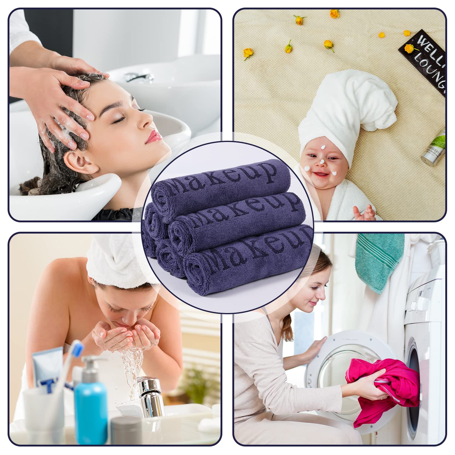 20pcs Makeup Towels, Microfiber Face Washcloth 12x12in Makeup Remover Wash Cloth Soft for Women Skin Cleaning (Gray)