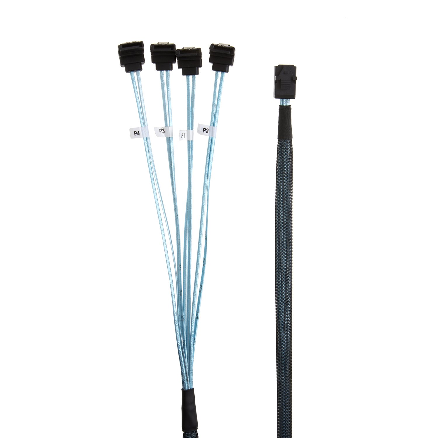 CableCreation Internal HD Mini SAS (SFF-8643 Host) - 4X SATA (Target) Angle Cable, SFF-8643 for Controller, 4 Sata Connect to Hard Drive, 0.5M / 1.6FT