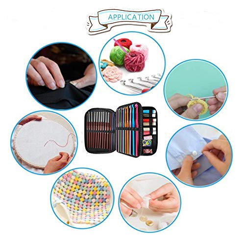 22PCS Crochet Hooks Set Sewing Project Kits, Aluminum Crochet Hooks & Lace Crochet Hooks with Accessories