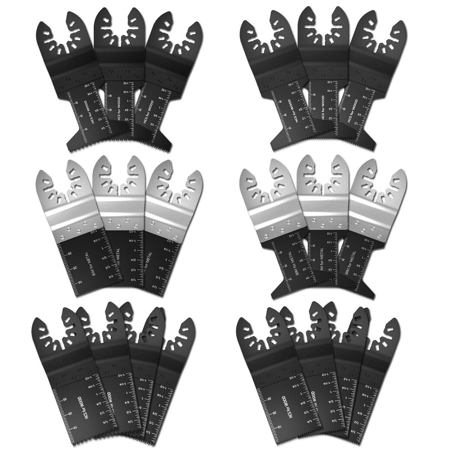 20PCS Metal Wood Oscillating Multitool Quick Release Saw Blades Compatible with Fein Multimaster Porter Cable Black & Decker Bosch Craftsman Ridgid Ryobi Makita