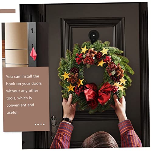 ABOOFAN 2pcs Wall Front Scarf Party Round Refrigerator Multi-Functional Door Wall-Mounted Bags Cup Duty Utility Towels Living Daily Hanger Black Mounted Prong Bag Hangers Use Wreath for