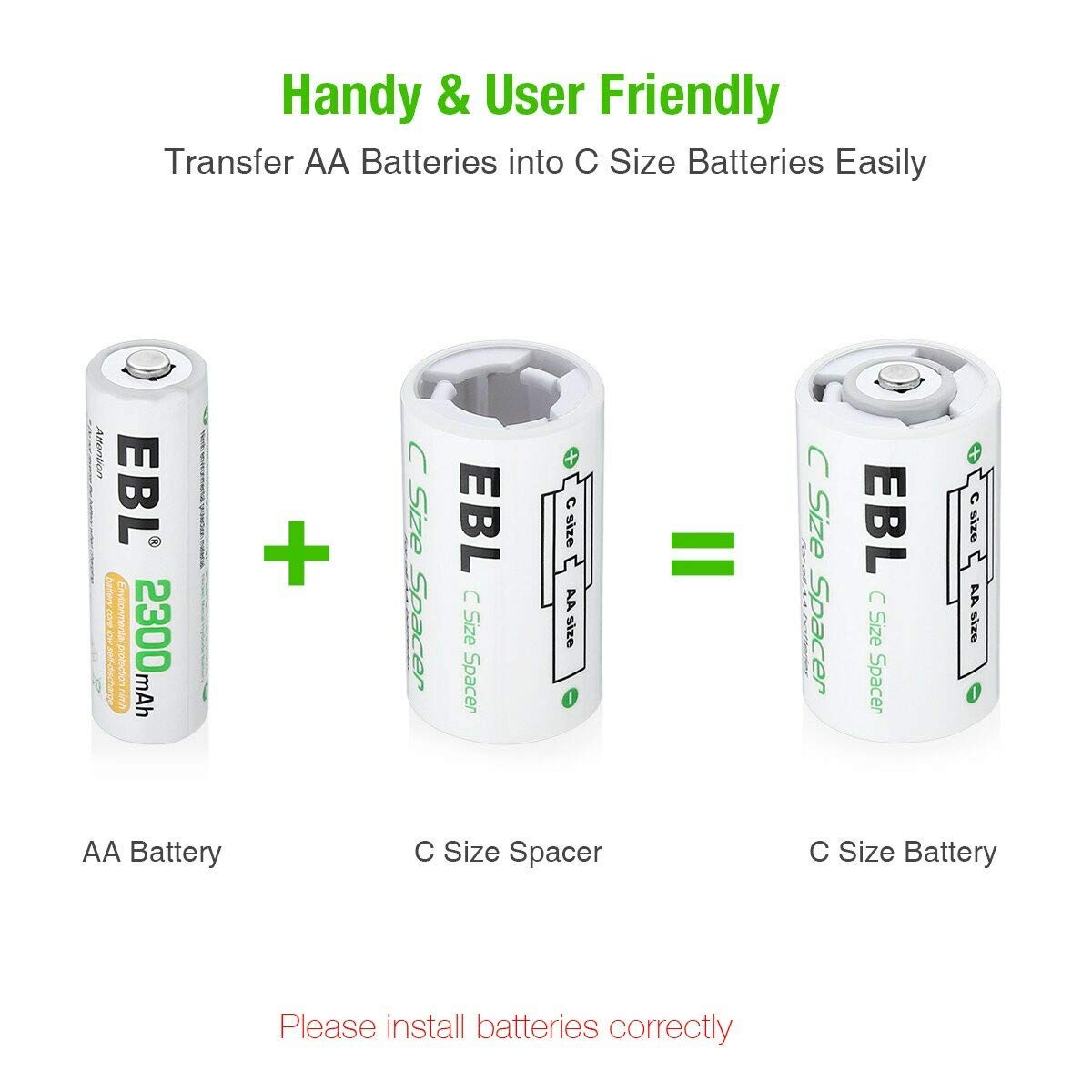 EBL Black Batteries Box Include : Rechargeable 8 AA Batteries + 4 AAA Batteries + 40Min iQuick Battery Charger and 2Pcs C/D Converters with Battery Storage Organizer