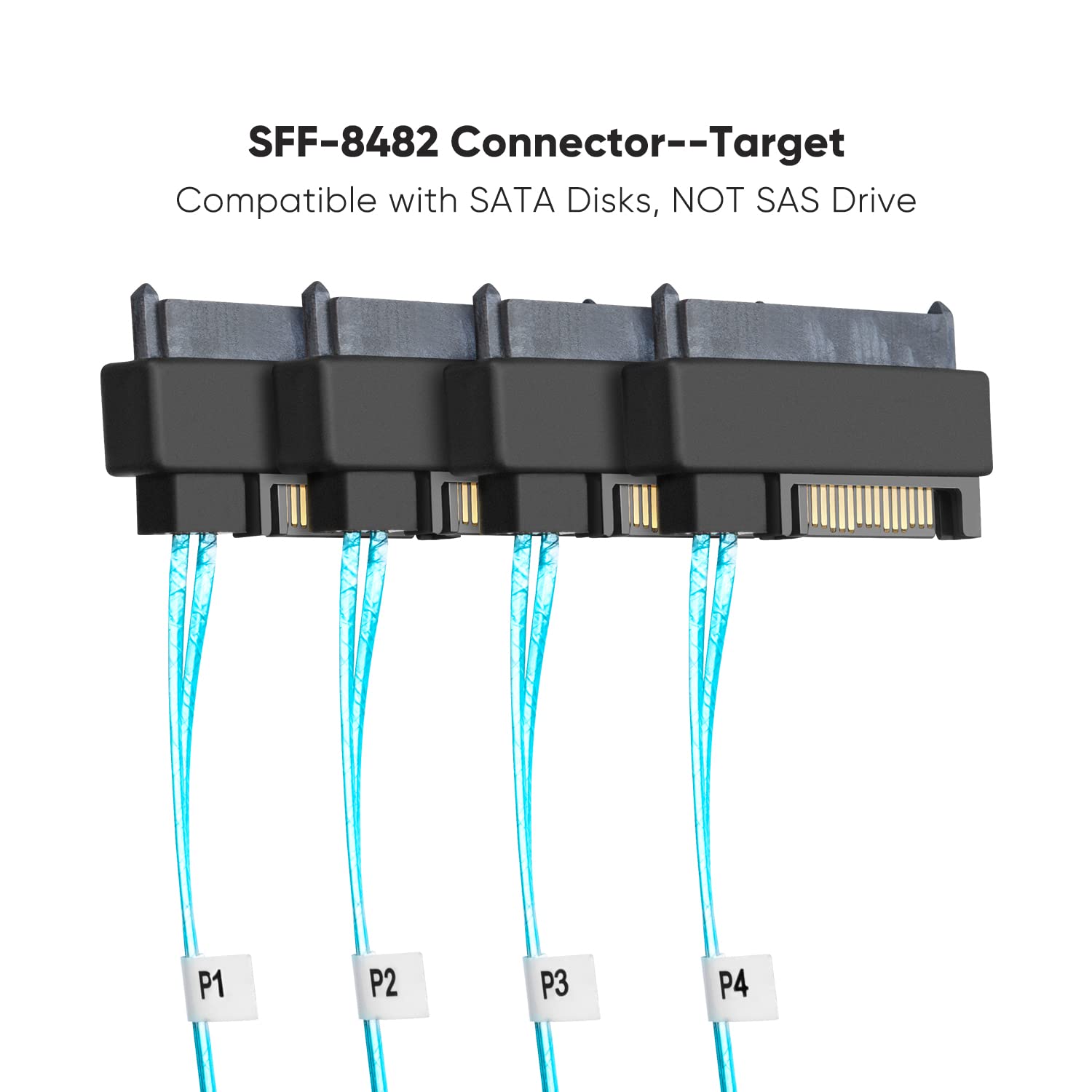 CableCreation Mini SAS Cable with SATA Power, Internal Mini SAS 36 Pin to 4 x 29 Pin Cord with SATA Power, SFF-8087 to SFF-8482 Cable, 3.3 FT