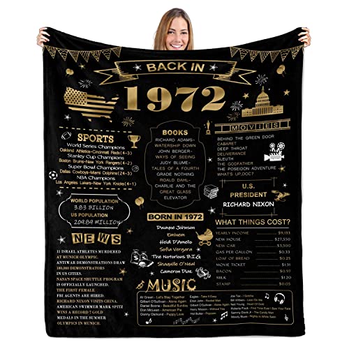 51th Birthday Gifts for Women Blanket, Gifts for 51 Year Old, 51 Years Old Birthday Gift for Women Or Men, Valentine's Day Gifts Back in 1972 51th Anniversary Wedding Gift Throw Blanket 60”x50”