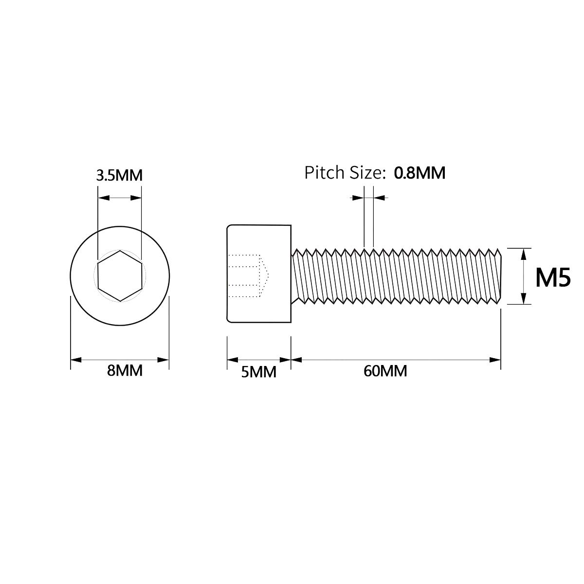 NGe M5 x 60mm Stainless Steel Button Head Hex Socket Cap Screw,Allen Socket Drive,Full Thread,Machine Thread for Full Thread,Shiny Surface,Machine Thread(M5X60MM,25Pcs,Silver)