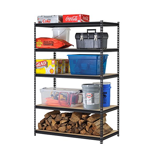 Edsal URWM184872BK Black Steel Storage Rack, 5 Adjustable Shelves, 4000 lb. Capacity, 72" Height x 48" Width x 18" Depth