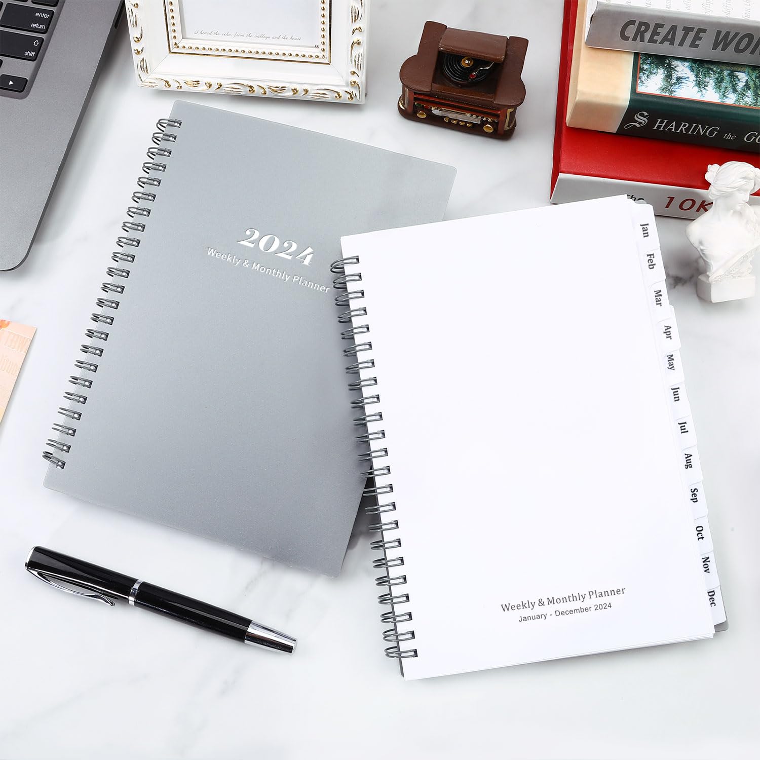2024 Planner - Planner 2024 from January 2024 - December 2024, Planner with Weekly & Monthly Spreads, 6.25" x 8.3", 12 Monthly Tabs, Strong Twin-Wire Binding