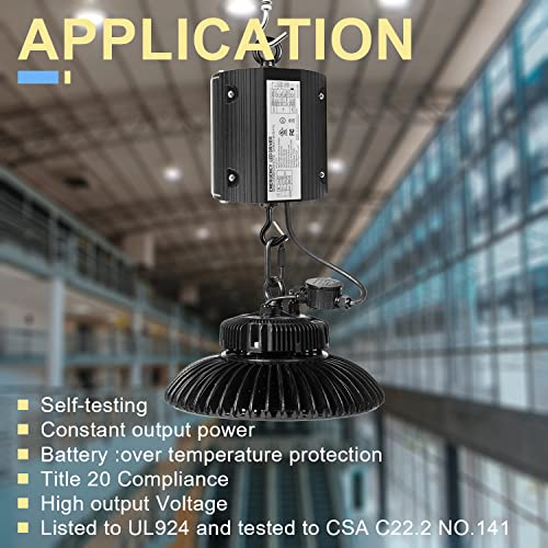 40W LED Emergency Backup Battery for UFO High Bay Light, Suitable for Dimmable Emergency LED Driver, Emergency Time 90 Minutes, AC Input 100-347V Output DC170V, UL Certified 5 Years Warranty (1-Pack)