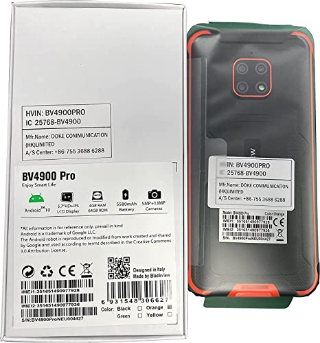 Blackview Rugged Smartphone Unlocked, BV4900Pro 4G Dual SIM Cell Phone Android 12, 7GB+64GB/SD 256GB Expandable, IP68 Waterproof Smartphone, 5580mAh Battery, 5.7" HD, NFC/GPS/OTG Rugged Android Phone