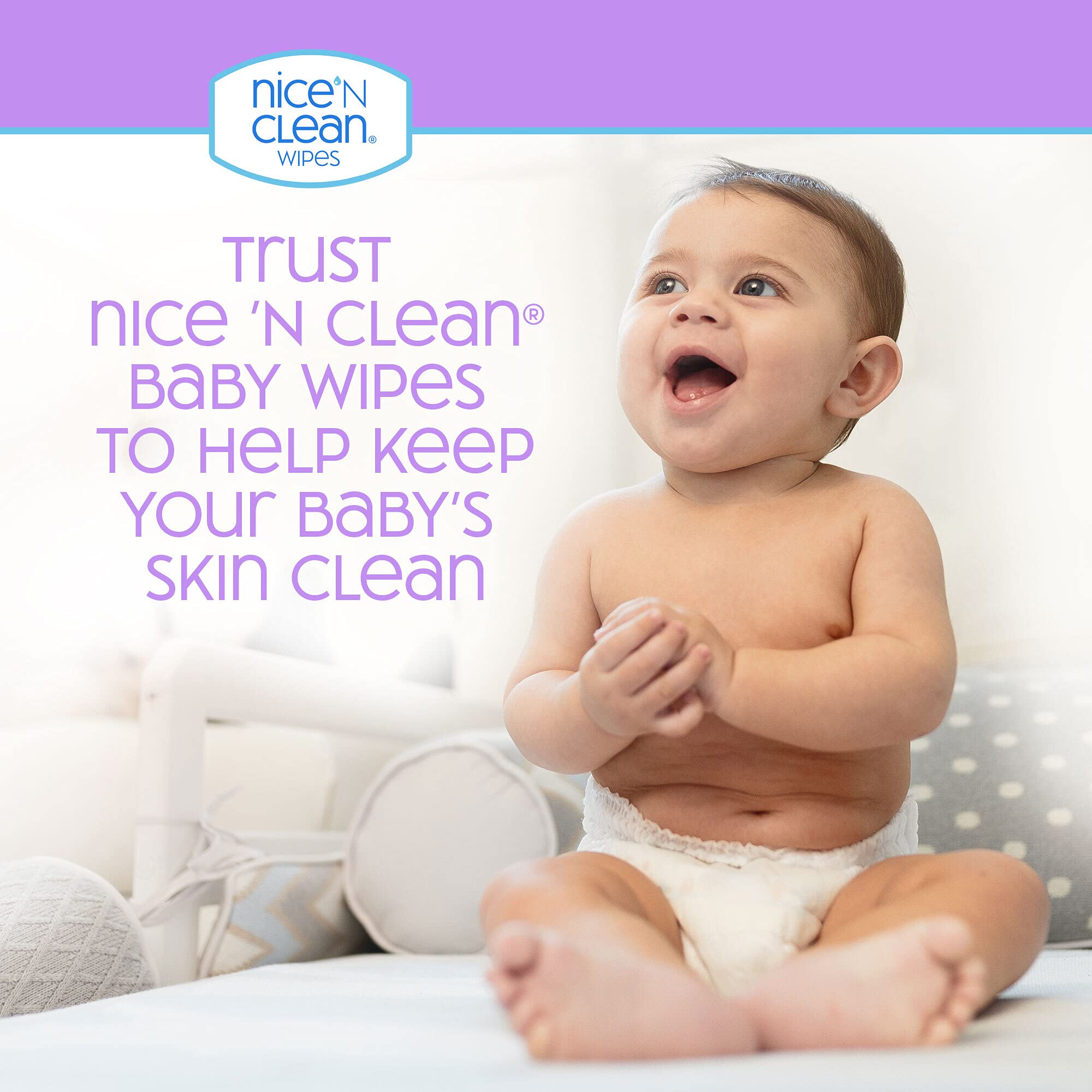 Nice 'n Clean Unscented Baby Wipes (672 Total Wipes) | Ideal for Sensitive Skin | Hypoallergenic, Plastic-Free, Plant-Based Wet Wipes | Made w/ 100% Purified Water