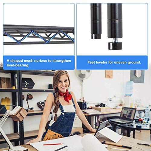 BestOffice 14Dx36Wx72H 5-Shelf Adjustable Storage Shelves Wire Shelving Unit Garage NSF Metal Shelf Heavy Duty Utility Commercial Grade Steel Layer Shelf1250 LBS Capacity,Black