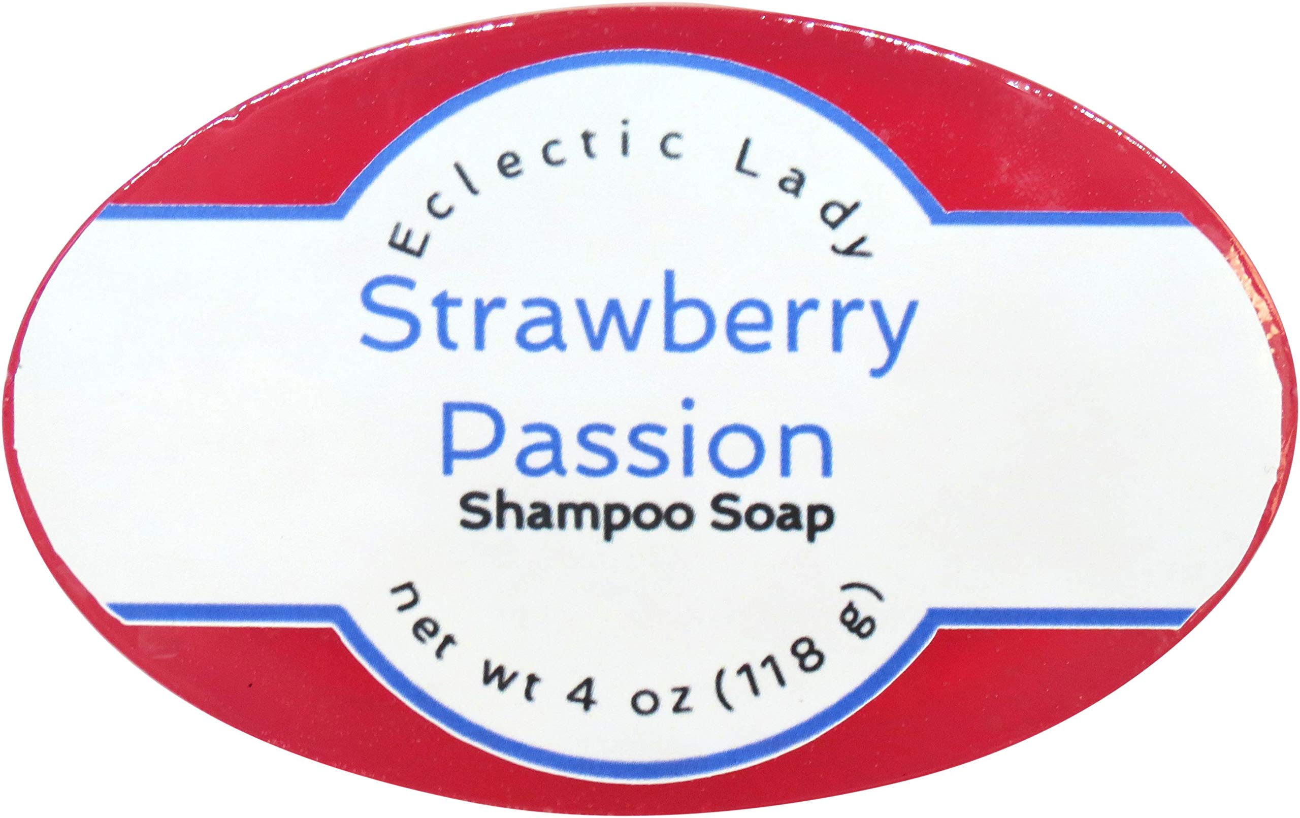 Eclectic Lady Strawberry Passion Shampoo Soap Bar with Pure Argan Oil, Silk Protein, Honey Protein and Extracts of Calendula Flower, Aloe, Carrageenan, Sunflower - 4 oz Bar