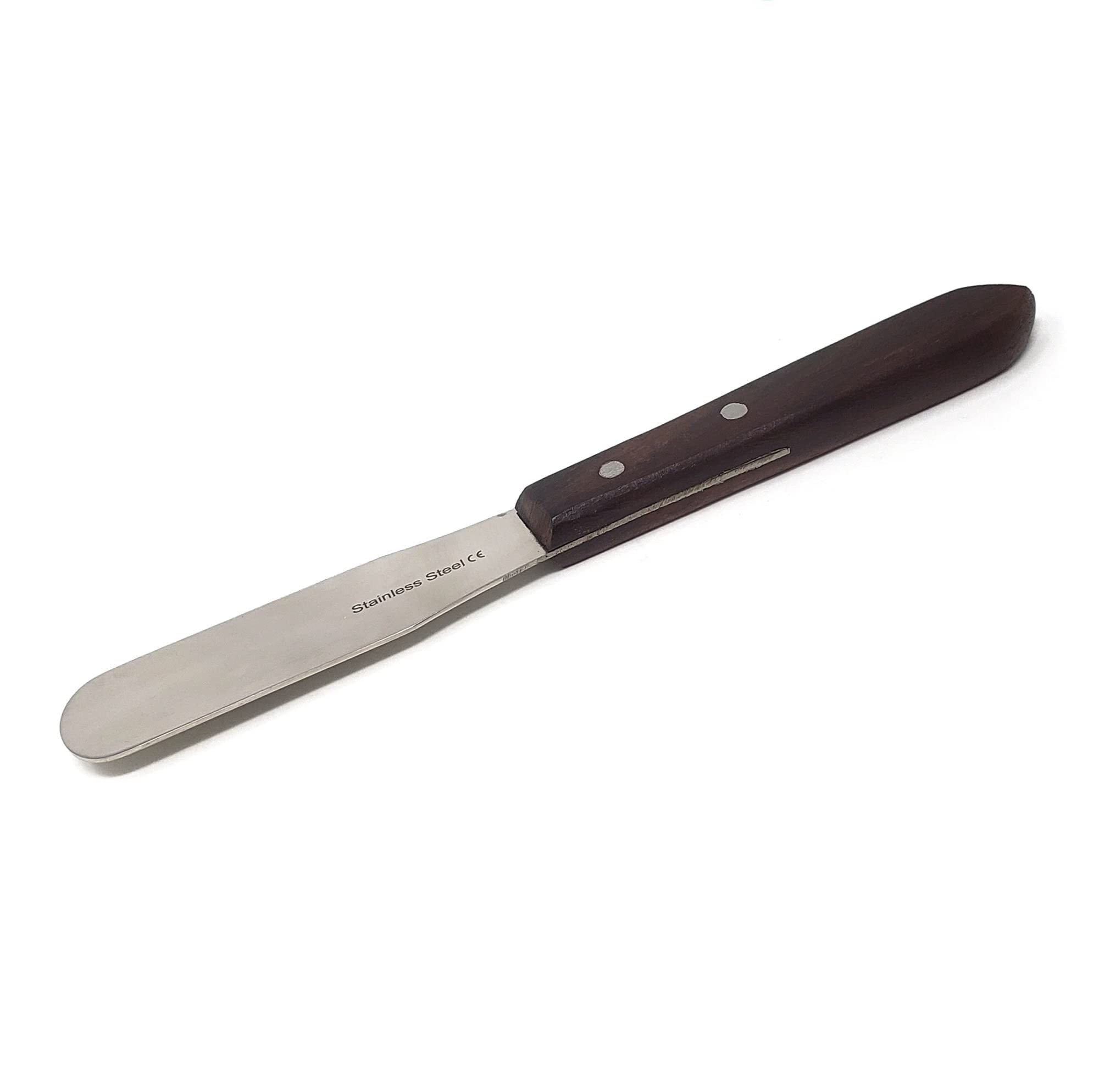 A2Z-WHS3 Stainless Steel Lab Spatula with Wooden Handle, 3" Blade, 0.62" Blade Width, 7" Total Length