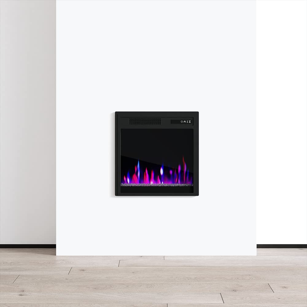 20" Electric Fireplace Wall Recessed Heater, 1500W/5100BTU (Black)