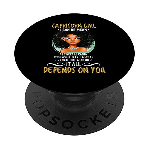 Yellow Fonts Capricorn Zodiac for Afro-American Girl PopSockets Grip and Stand for Phones and Tablets