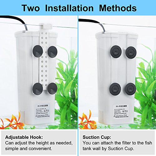 DaToo Aquarium Power Filter in-Tank Ultra Silent Small Fish Tank Filter 3W for Aquarium 1 to 10 Gallon Tank, 1 Yr Warranty