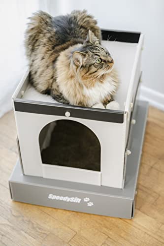 SpeedySift Hooded Cat Litter Box Starter Kit, Includes 56ct Disposable Sifting Liners, Material: Corrugated Plastic Board