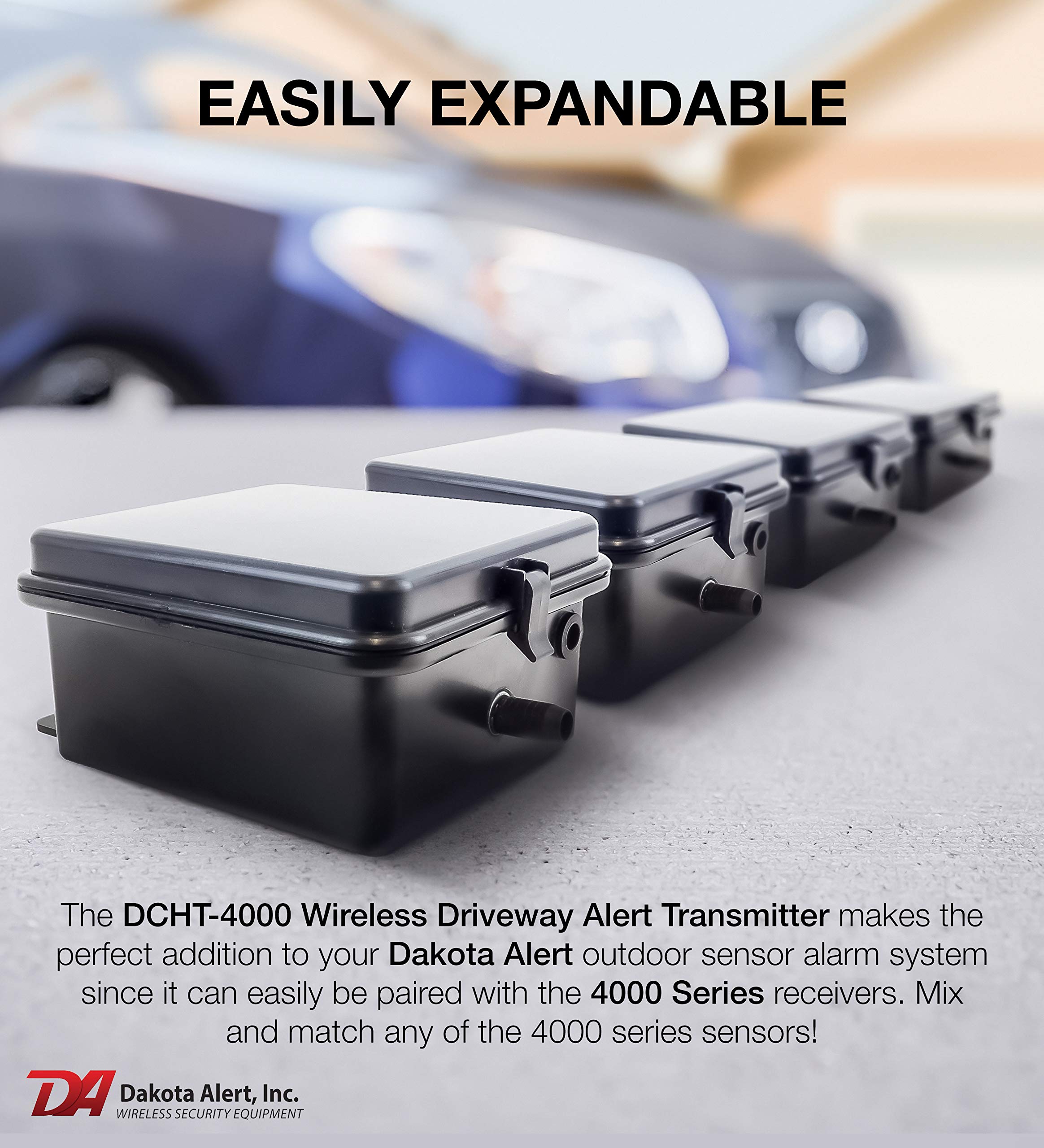Dakota Alert - DCHT-4000 Wireless Drive Way Alarm Transmitter, One Mile Wireless Range with 25-FT Rubber Hose Vehicle Sensor - Wireless Rubber Hose Driveway Alarm