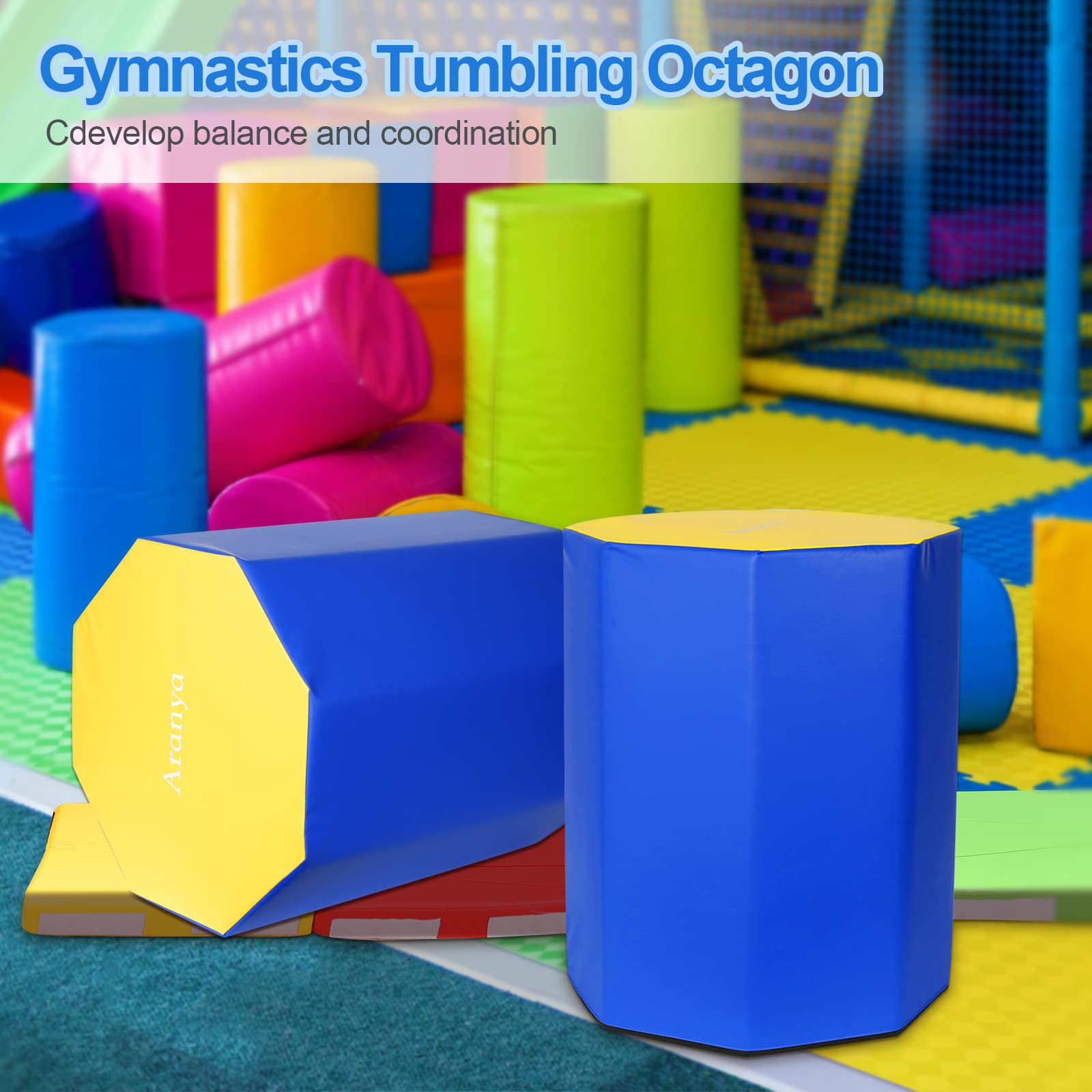23.6"x30"Gymnastics Octagon Mat,Gymnastics Tumbling Mats,Somersault Backbend Tumbling Trainer for Home Gym Exercise,Handsprings, Backbend, Somersault, Wrestling