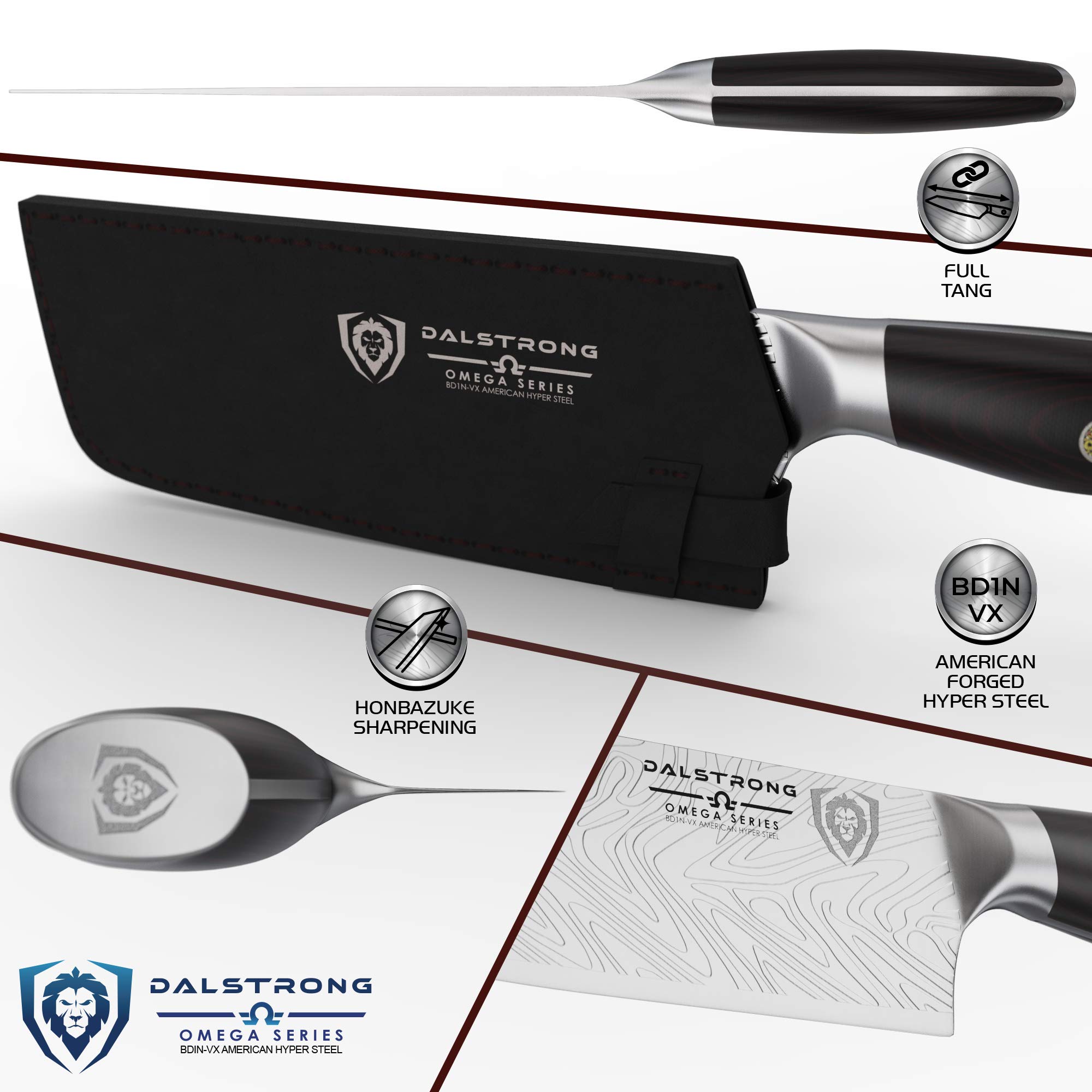 Dalstrong Nakiri Knife - 7 inch - Omega Series - BD1N-V Hyper Steel Kitchen Knife - G10 Woven Fiberglass Handle - Razor Sharp Knife - Professional Vegetable Cooking Knife - Leather Sheath Included