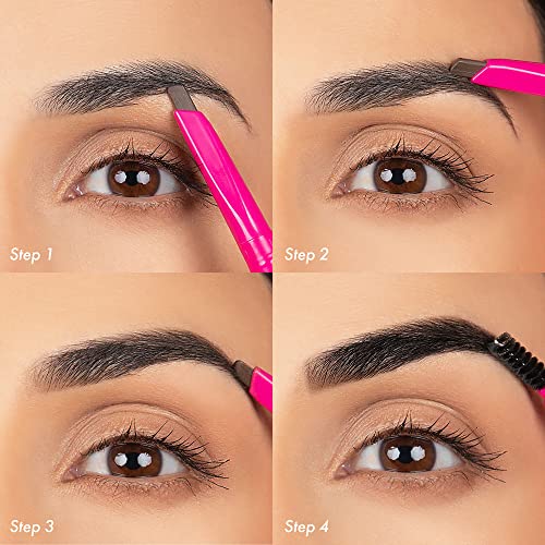 ModelCo Instant Brows Retractable Pencil - With A Smooth Wax Formula - Creates Natural Looking Arches - Adds Shape, Color And Density For A Perfect Finish - Medium Dark - 0.01 Oz Eyebrow Pencil