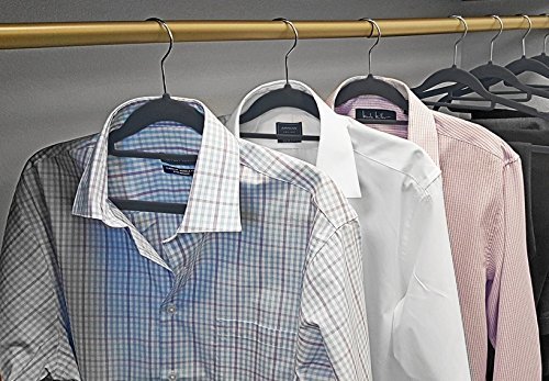 CRESNEL Velvet Hangers 50 Pack - Extra Strong to Hold Heavy Coat and Jacket - Non-Slip & Space Saving Design Excellent for Men and Women Clothes - Rotating Chrome Hook - Modern Gray Color