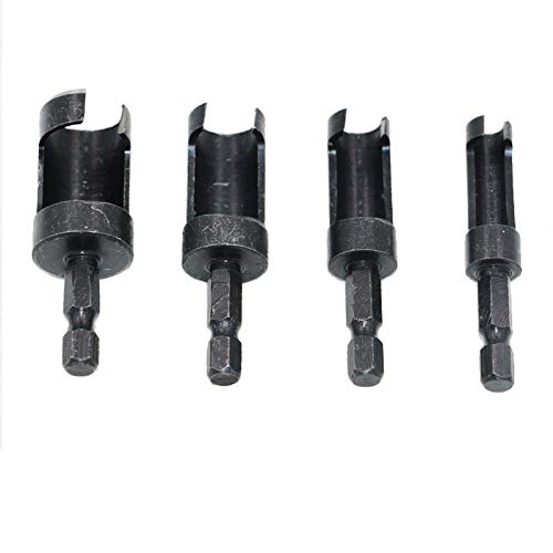 4pcs Wood Plug Hole Titanium Coated Cutter Drill Bits Set 6mm/10mm/13mm/16mm Cutting Dowel Power Woodworking Cork Hole Saw Tool Hex Shank