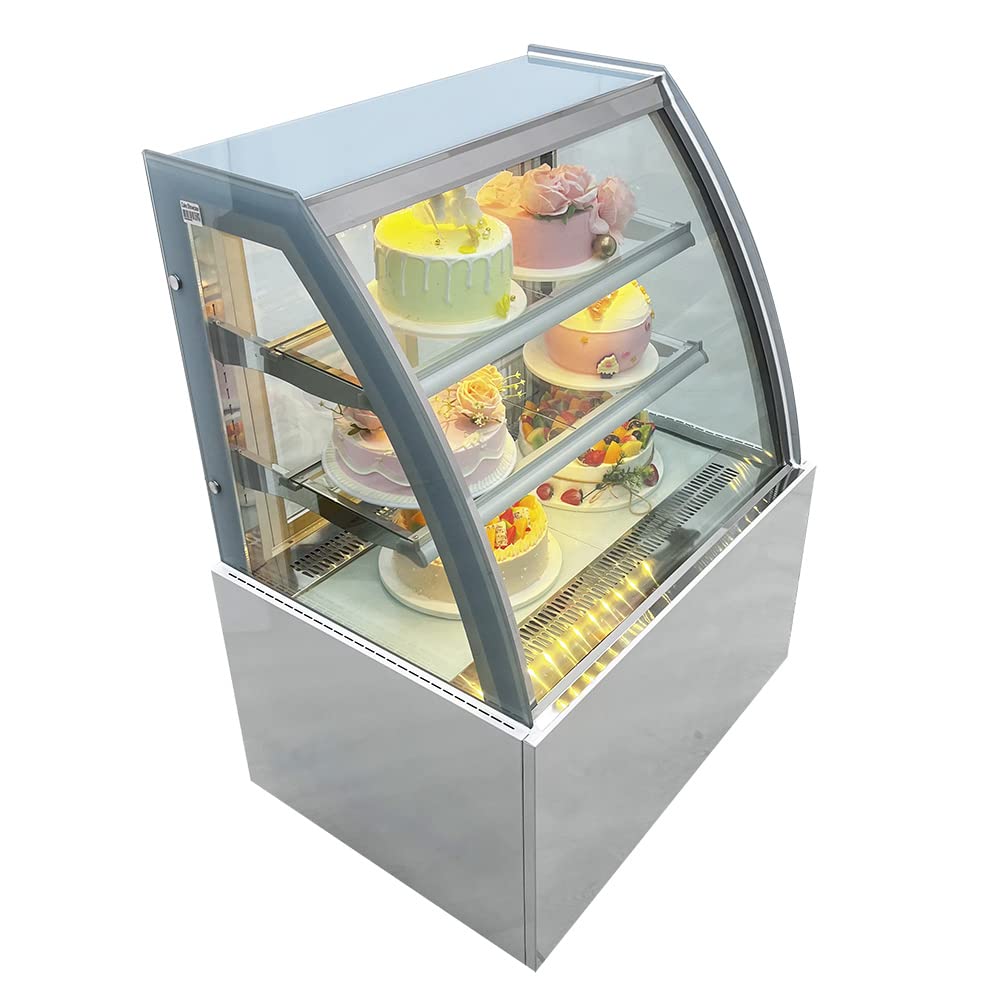 HayWHNKN 48inch Refrigerated Display Case Floor Type Commercial Cake Cooler Showcase Bakery Cabinet Display with Demist Equipment 220v
