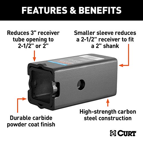 CURT 45408 Trailer Hitch Receiver Adapter Reducer Sleeve Set, 3 to 2-1/2 or 2-Inch, 2-Piece
