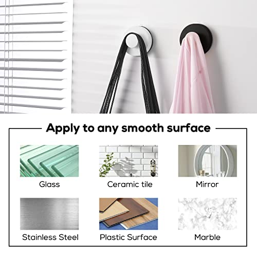 ABTIABGY Suction Cup Hooks for Shower, Bathroom, Kitchen, Glass Door, Mirror, Suction Hook Holder for Hanging up to 12 lbs Glass Shower Door Hook Waterproof & Rustproof Black (4-Pack)