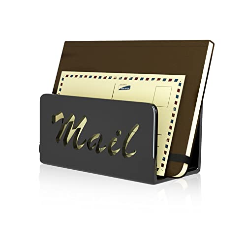Mail Organizer countertop,wishacc Mail sorters Letter Holder Desktop Organizer for Home, Office, Kitchen Counter Organizer Mail Holder in Black Color