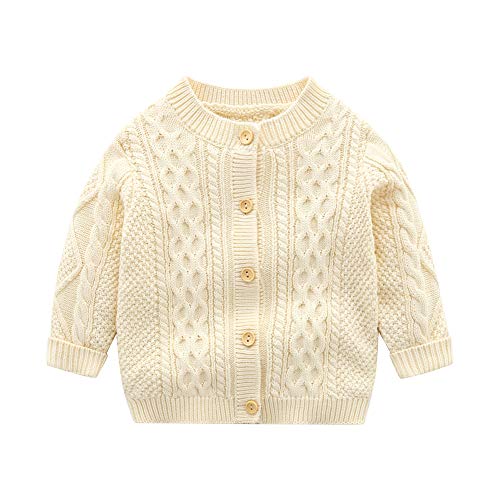 Infant Baby Boys Cardigan Crochet Sweater Toddler Knit Button up Casual Sweatshirt Beige